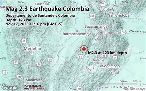 Weak Mag 2 3 Earthquake Santa Helena Del Opón Santander Colombia