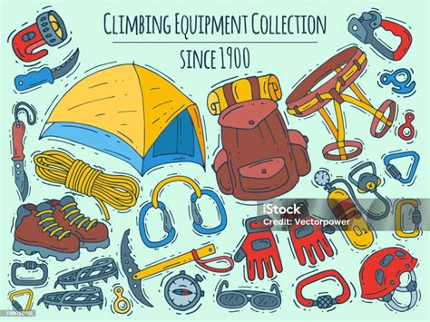 Mendaki Gunung Alpinisme Dan Simbol Kartun Pendakian Gunung B Ilustrasi