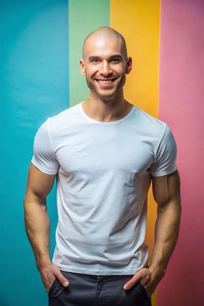 Canadian Ectomorph Skinny Gym Guy Realistic T Shirt Mockup T Shirt White Model For Business