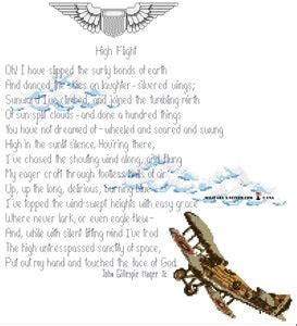 High Flight Poem With Biplane Pdf Military Xstitch Com