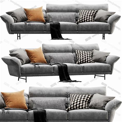 现代沙发3d模型下载 Id106844930 建e室内设计网 Couch Sofa Modern Materials Fabric