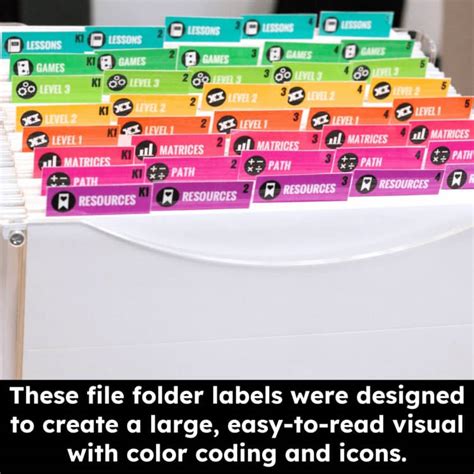 File Folder Tabs Editable File Folder Labels With Icons Classroom Organization