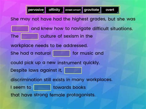 Gender In Equality Vocab Complete The Sentence