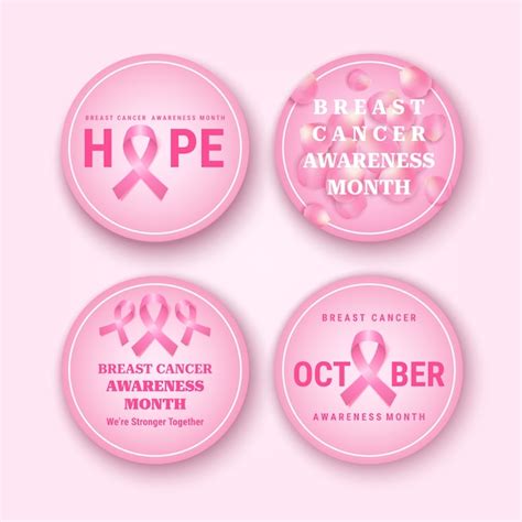 Free Vector Realistic Breast Cancer Awareness Month Labels Collection