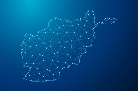 Premium Vector Abstract Mash Line And Point With Map Of Afghanistan Polygonal Network Line Vector