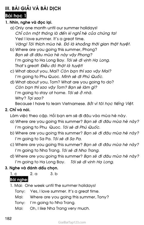 Giải Tiếng Anh Lớp 4 Unit 20 What Are You Going To Do This Summer