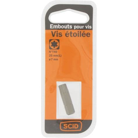 Embout de vissage acier haute qualité pour vis étoilé torx T40 7