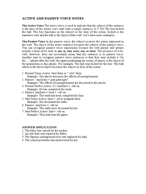 Active And Passive Voice Notes Pdf