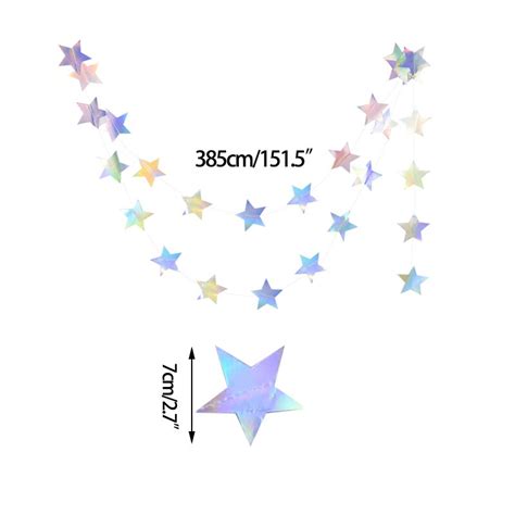 1 Set Star String Banners Iridescent Twinkle Paper Vicedeal