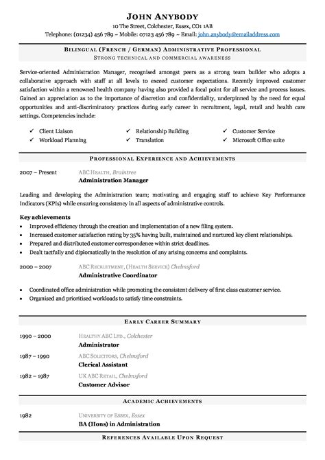 Personal Profile Cv Beispiel