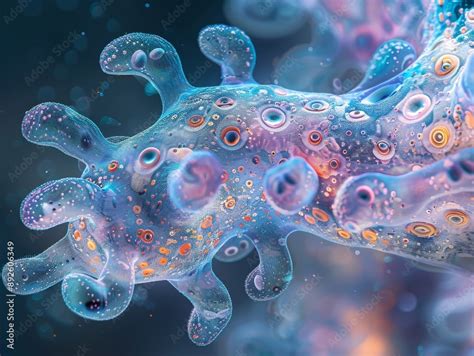 Microscopic Beauty Detailed High Resolution Image Of A Single Amoeba Revealing Intricate