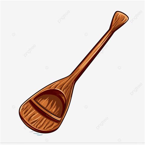 Rowing Oar Vector Sticker Clipart An Illustrated Wooden Paddle Cartoon