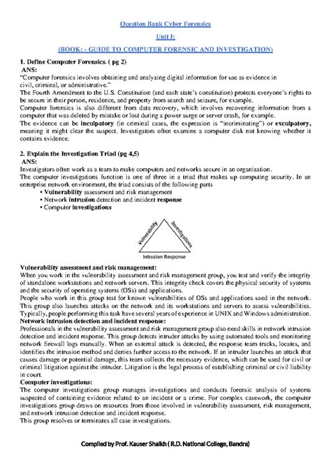 Cyber Forensics Question Bank Along With Answers Question Bank Cyber Forensics Unit I BOOK