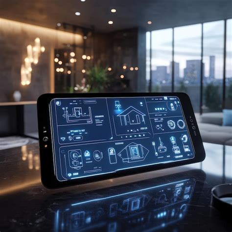 Futuristic Smart Home Interface On Tablet Screen Premium Ai Generated Image