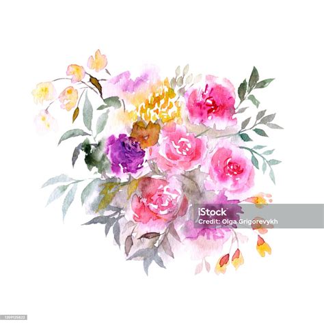 웨딩 초대장과 생일 카드 디자인에 대한 부드러운 수채화 핑크 꽃 꽃다발 0명에 대한 스톡 벡터 아트 및 기타 이미지 0명