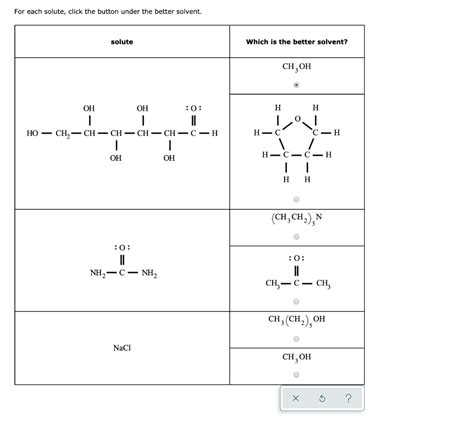 Solved For Each Solute Click The Button Under The Better Chegg Com