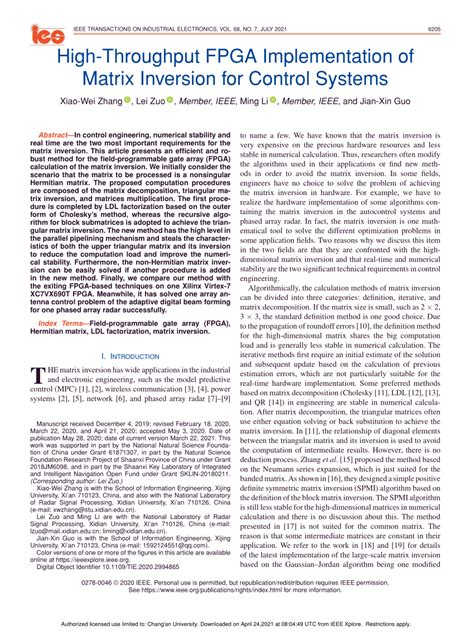 Pdf High Throughput Fpga Implementation Of Matrix Inversion For