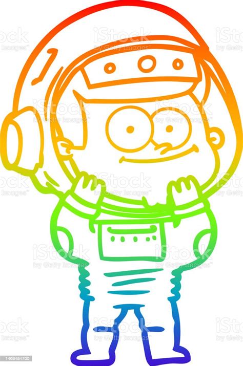 행복한 우주 비행사 만화의 무지개 그라데이션 선 그리기 그라데이션에 대한 스톡 벡터 아트 및 기타 이미지 그라데이션 낙서