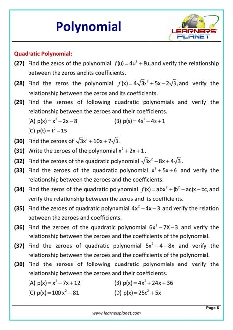 Polynomials Workbook 7