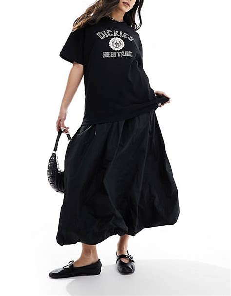 Asos Design Jupe Longue En Taffetas à Ourlet Boule Noir Asos