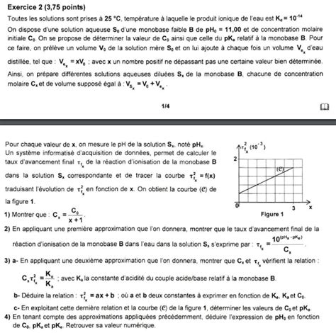 Ph Des Solutions Aqueuses Correction Exercice Bac Maths 2021 Session