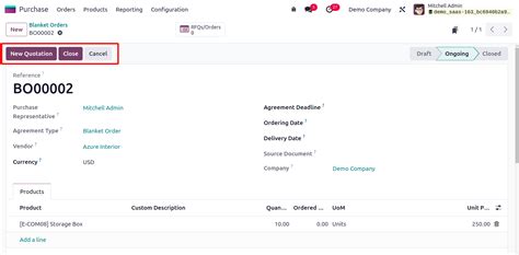 Purchase Agreements List In Odoo 17 Purchase Odoo V17 Enterprise Edition Book