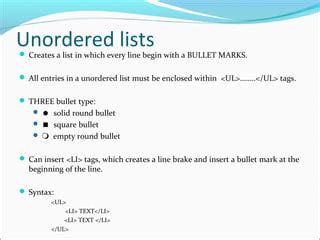 List In Webpage PPT