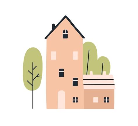 Facciata Della Casa Scandinava Esterno E Alberi All Esterno Simpatica