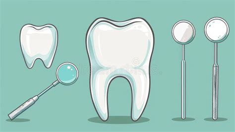 Healthy Dental Composition White Tooth And Instruments Stock