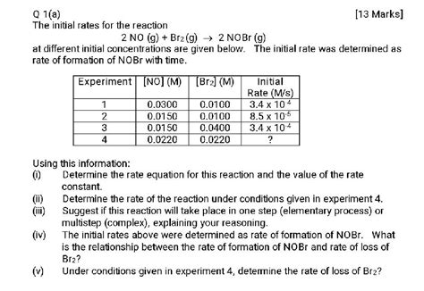 Solved Q 1 A 13 Marks The Initial Rates For The Reaction Chegg