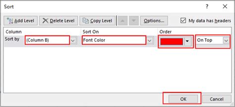 How To Sort Data By Font Color In Microsoft Excel My Microsoft Office Tips