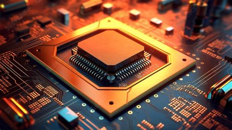 Illuminated With 3d Rendered Microchip Data Flow On Futuristic
