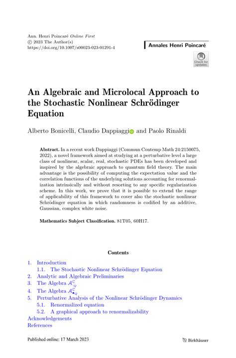 Pdf An Algebraic And Microlocal Approach To The Stochastic Nonlinear