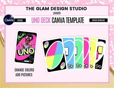 Uno Canva Editable Cards Template Uno Birthday Custom Cards Uno Canva Template Playing Cards