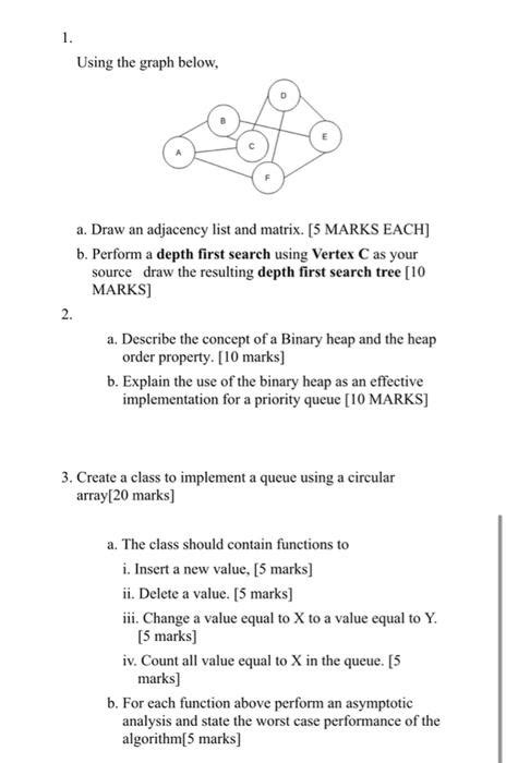 Solved 1 Using The Graph Below A Draw An Adjacency List Chegg