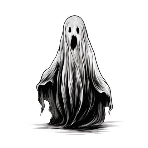 Un dibujo de un fantasma con una cara espeluznante en él Vector Premium