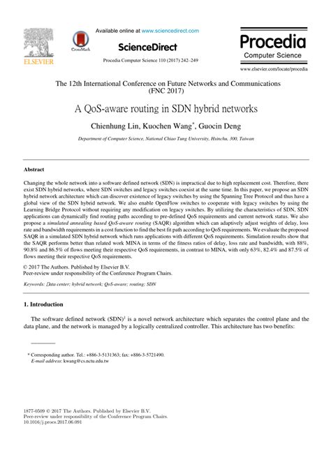 Pdf A Qos Aware Routing In Sdn Hybrid Networks