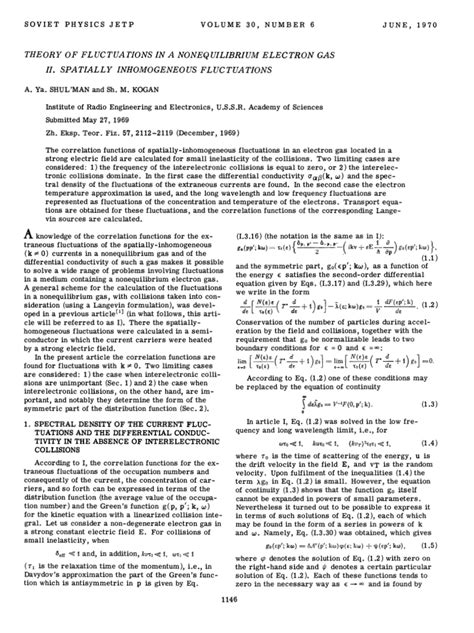 Pdf Theory Of Fluctuations In A Nonequilibrium Electron Gas Ii Spatially Inhomogeneous