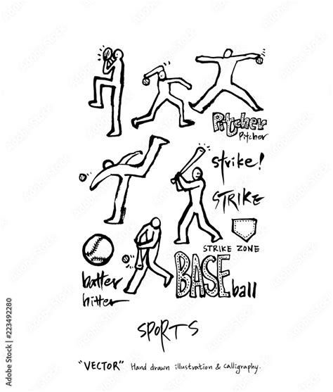 스포츠 포스터 손으로 그린 스포츠 그림 Stock Vector Adobe Stock