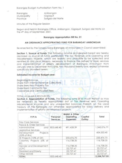 Appropriation Ordinance Pdf