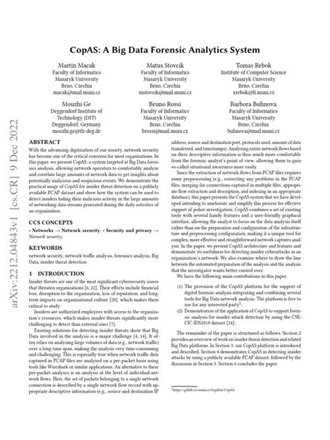 Copas A Big Data Forensic Analytics System Pdf Computer Network Data Analysis