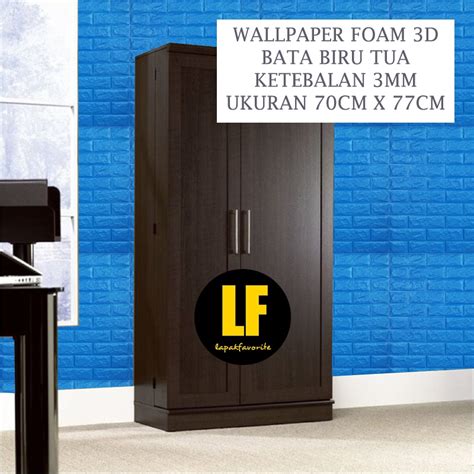Jual AA Wallpaper Foam Biru Tua Bata 3D Bata Warna Biru Tua Premium
