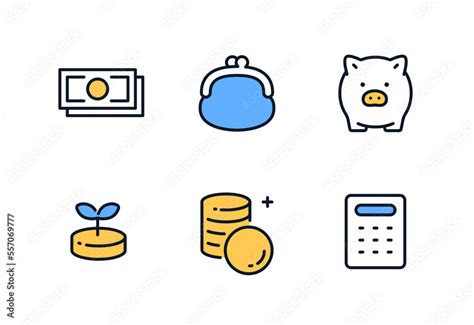 お金や資産運用のシンプルなアイコンイラストセット素材 素材庫向量圖 Adobe Stock