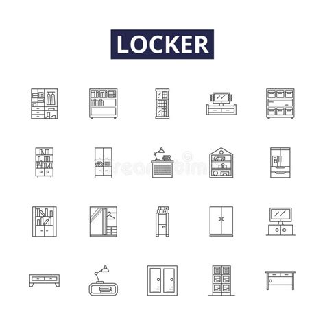 Locker Line Vector Icons And Signs Container Cubby Safe Deposit