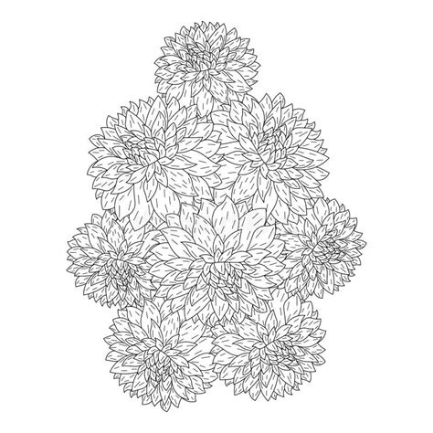 Dahlia O Dalia Flor Página De Ilustraciones Vectoriales En Boceto