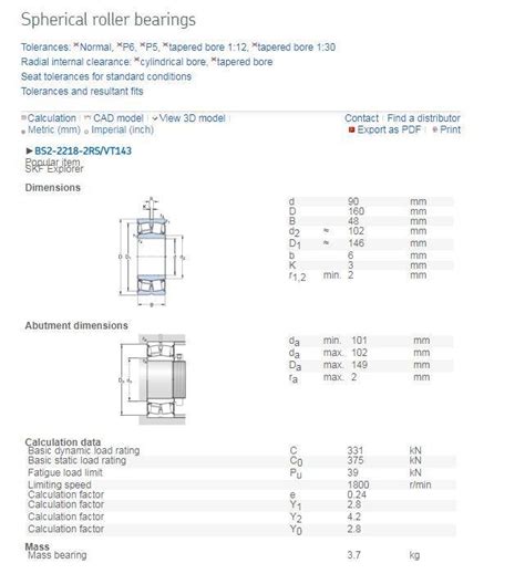 Skf Bs Cs Vt Spherical Roller Bearing Etr Jkl Skf Fag Ina Ntn Timken Iko Nsk Nachi