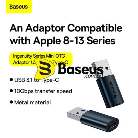 Baseus Ingenuity Series Mini Otg Adaptor Usb To Type C Black