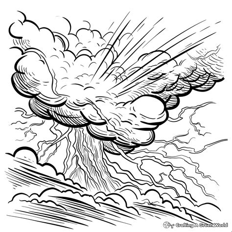 Coloring Storm Thunder Pages Clouds Tornado Colouring Rain Cloud Cartoon Cloudy Drawing