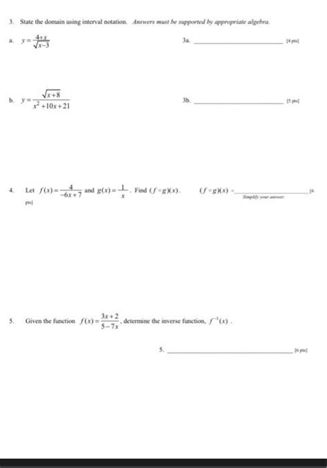 Solved 3 State The Domain Using Interval Notation Answers