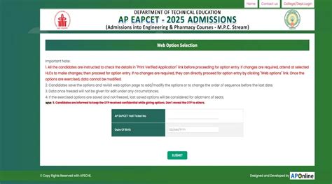 Ap Eamcet Web Option 2025 Process Begins Last Date Instructions Getmyuni